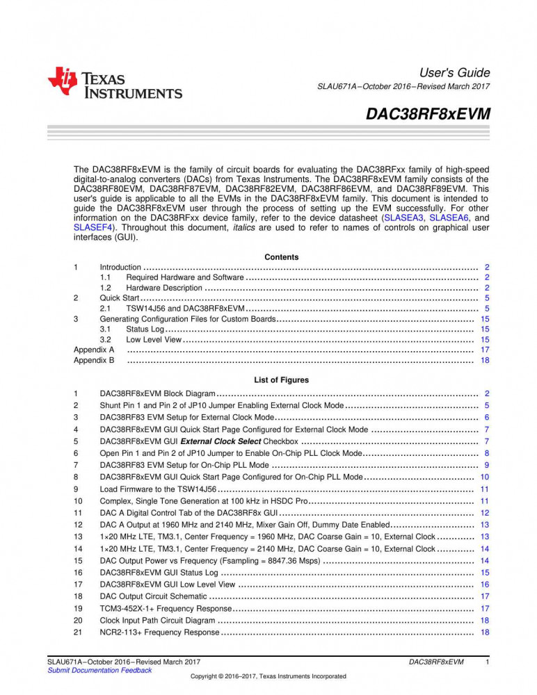 DAC38RF82EVM document preview, page 1