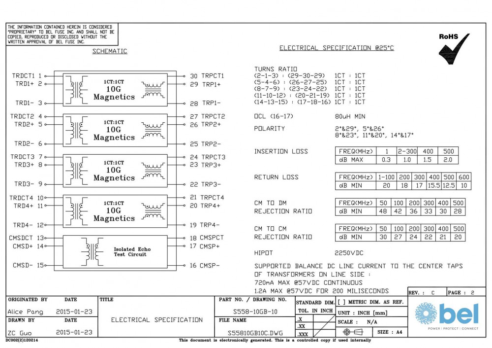 S558-10GB-10 electrical specification drawing