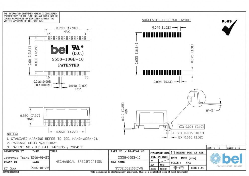 S558-10GB-10 mechanical specification drawing