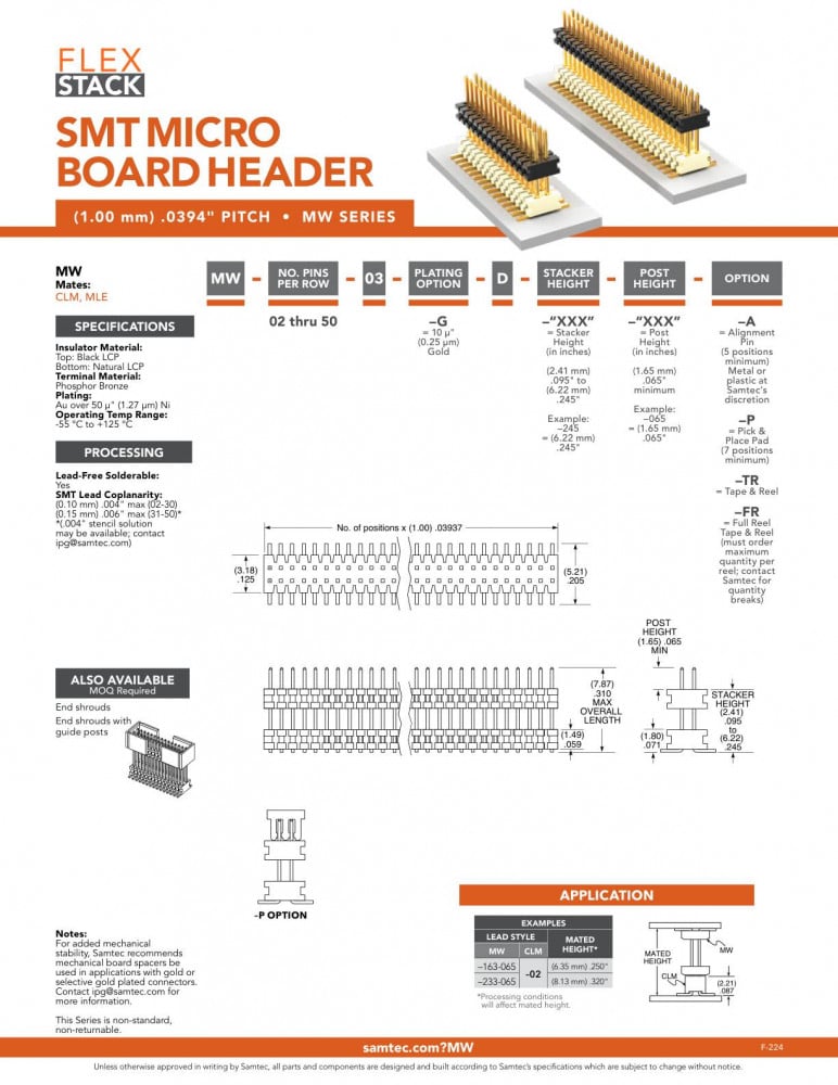 Samtec MW Series technical document preview