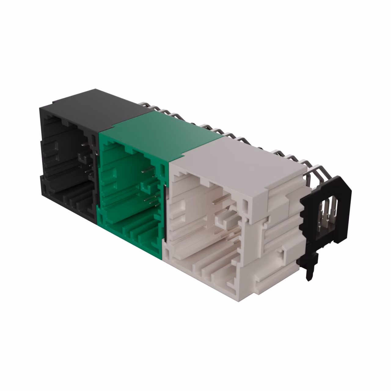 stAK50h 3 Bay Right-Angle Hybrid Header, 84 Circuits, Bay 1: 28 Circuits/Key 1/Dark Gray; Bay 2: 28 Circuits/Key 2/Green; Bay 3: 28 Circuits/Key 3/Gray; Tray for sale