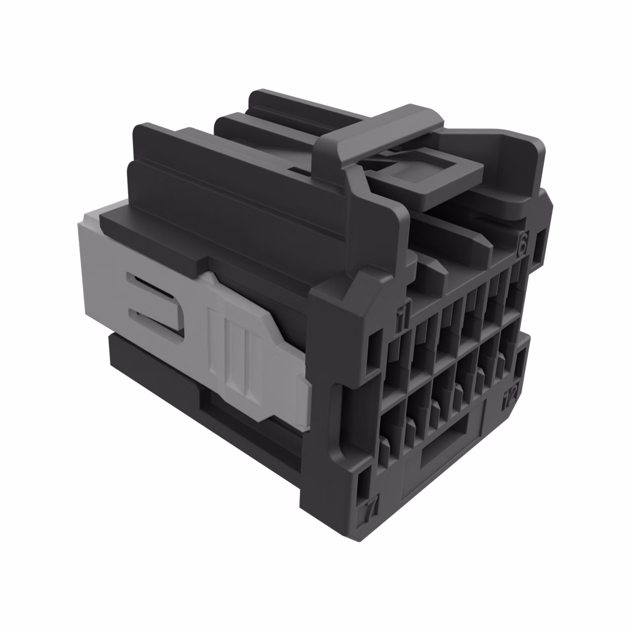 Stac64 Receptacle Housing, 12 Circuits, Dual Row, Polarization B, Gray, Tray for sale