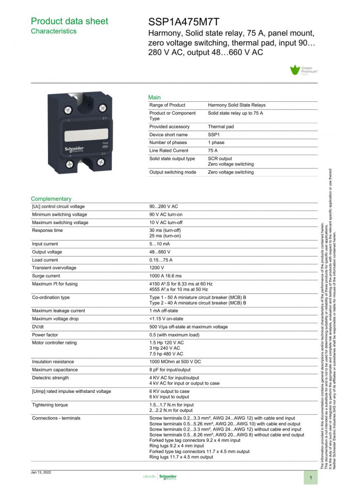 SSP1A475M7T technical document page 1