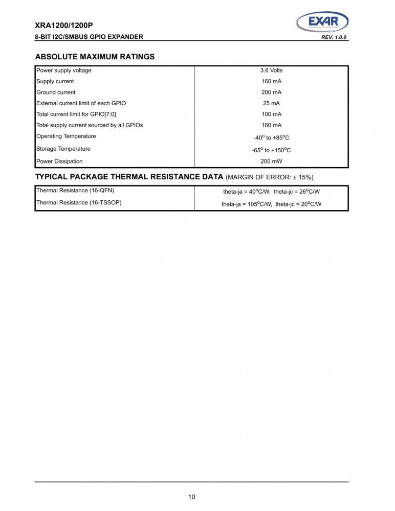 XRA1200P datasheet page 10