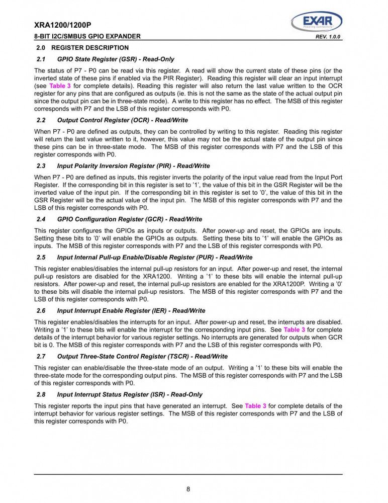 XRA1200P datasheet page 8