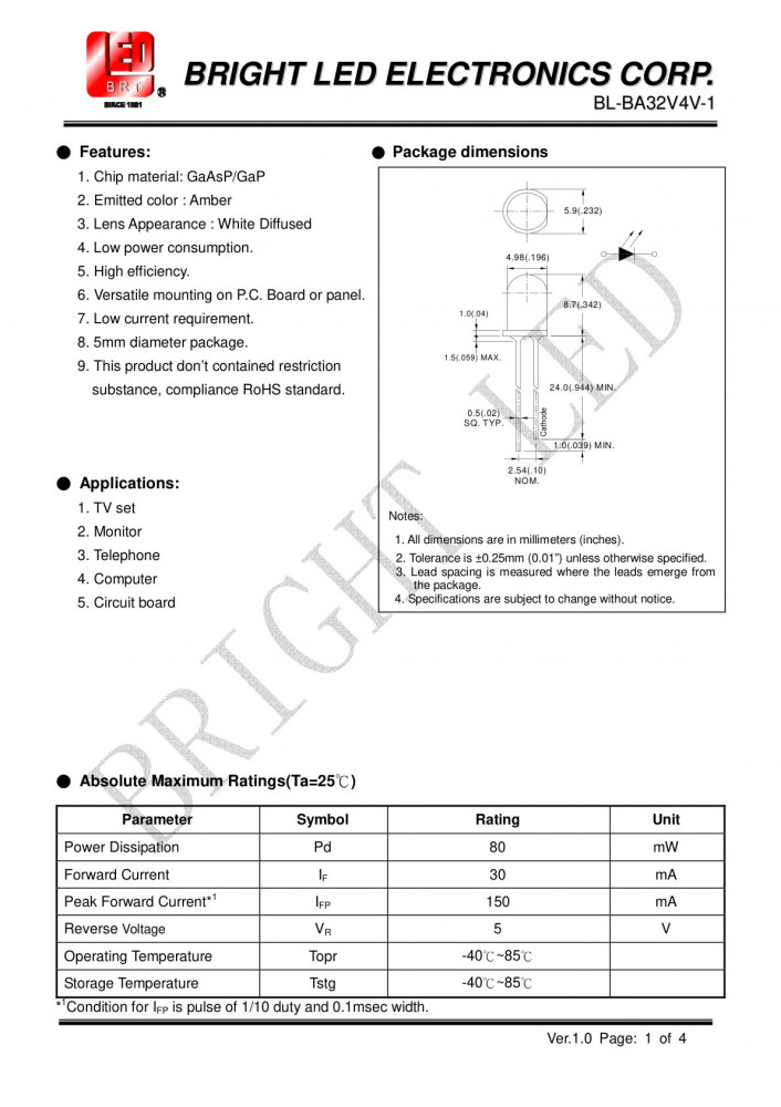 BL-BA32V4V-1 datasheet page 1