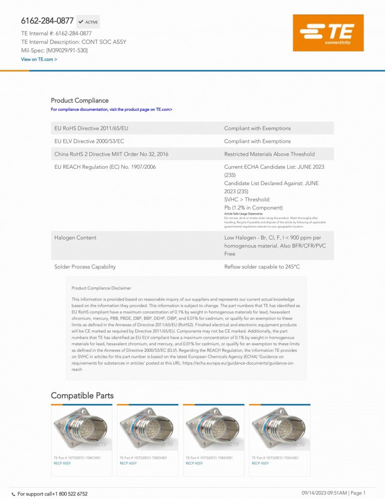 M39029/103-559 technical document page 1