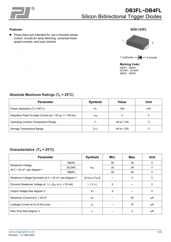 DB3FL product document page 1