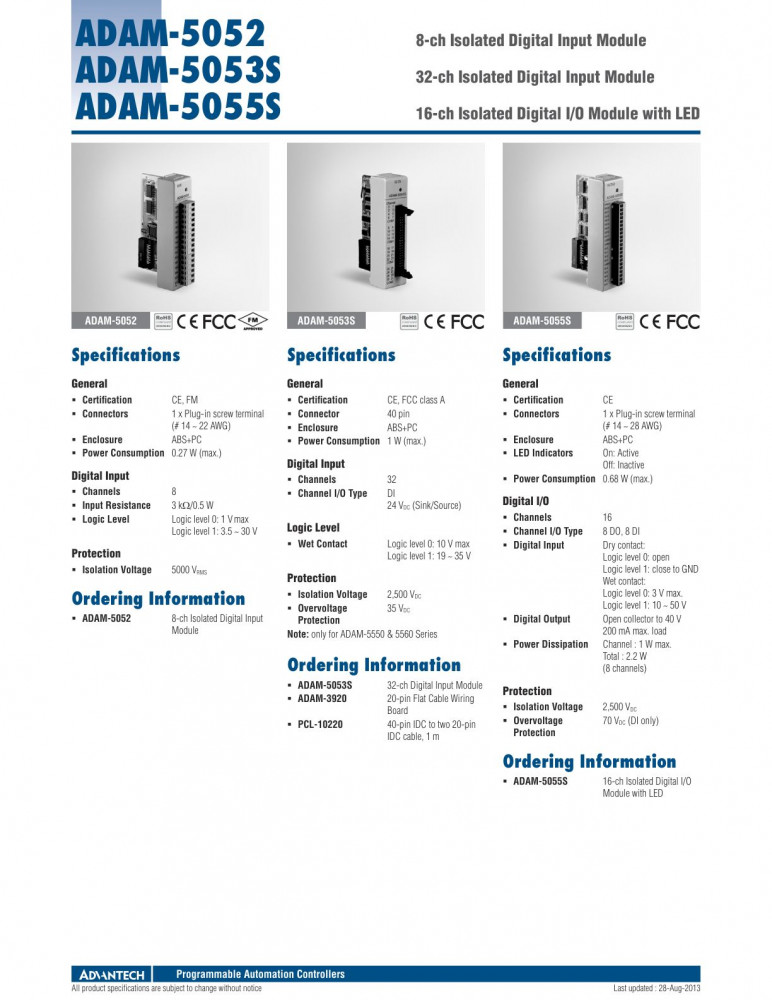 ADAM-5052 product documentation page
