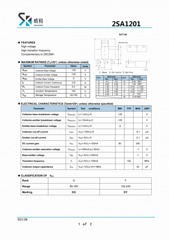 2SA1201Y datasheet page 1
