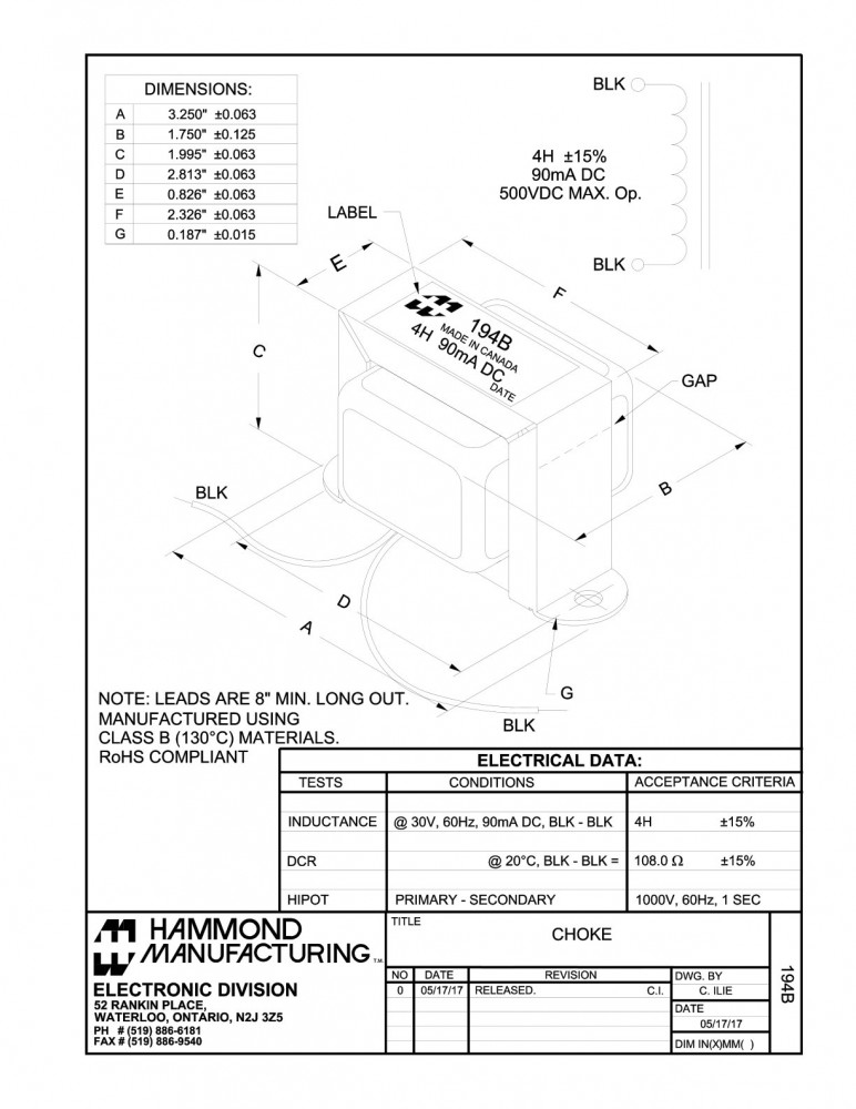 Hammond 194B technical document