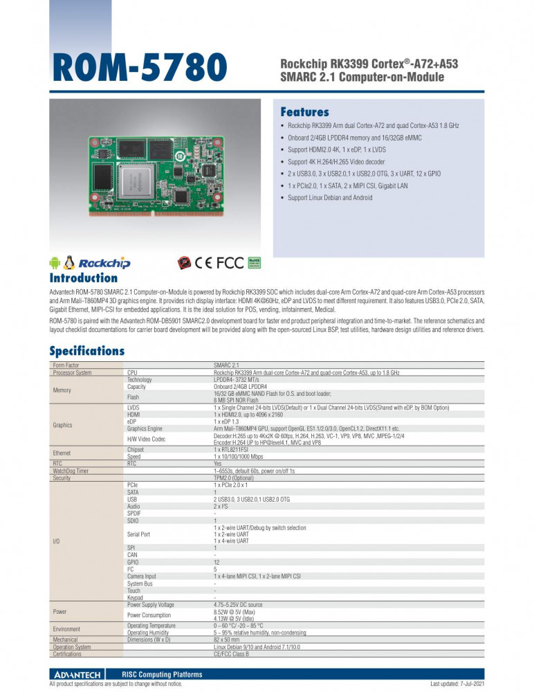 ROM-5780 product document preview, page 1