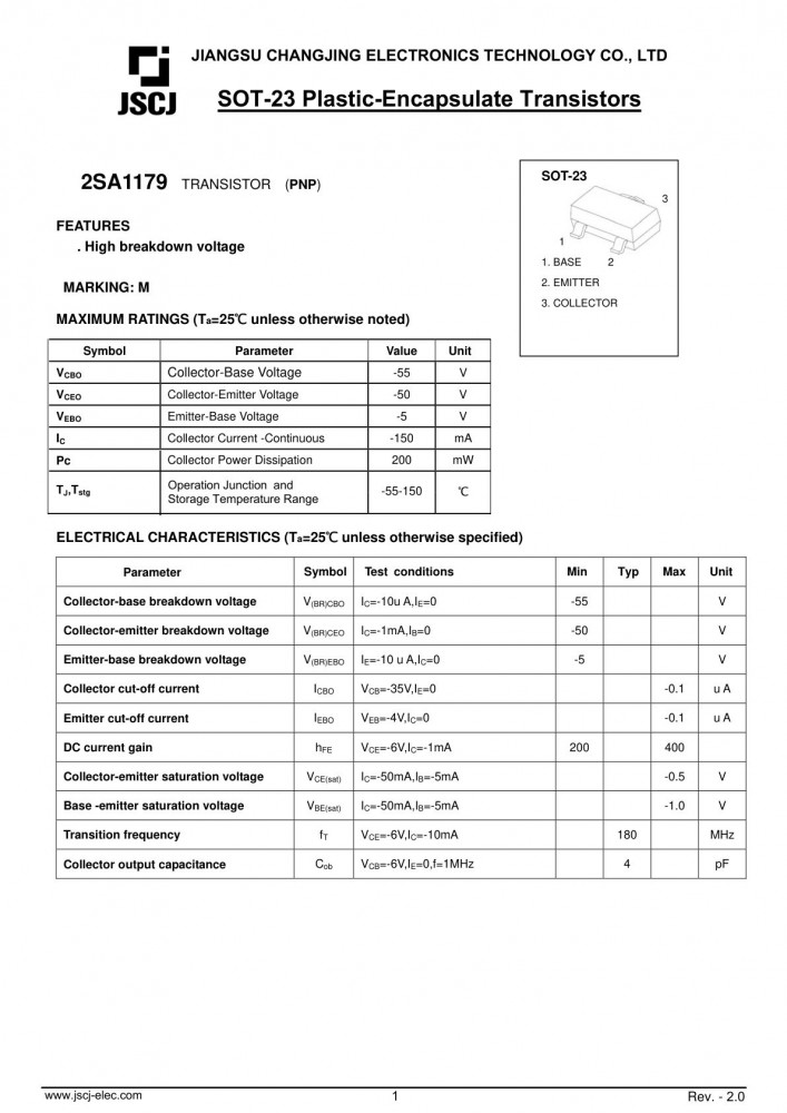 2SA1179 datasheet page 1