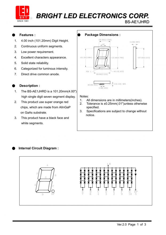 BS-AE1JHRD datasheet page 1