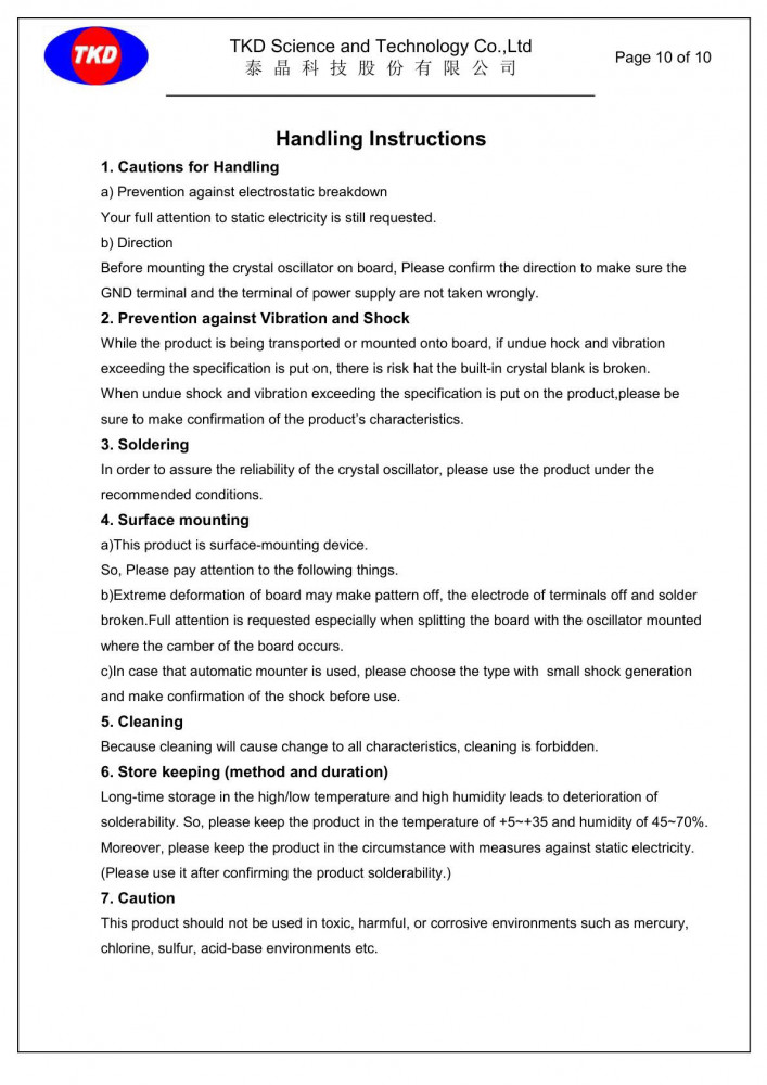 TKD XO20A026000GAHE002 datasheet page 10