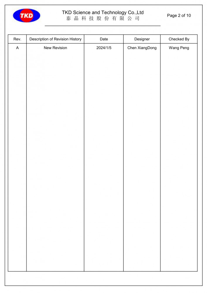 TKD XO20A026000GAHE002 datasheet page 2