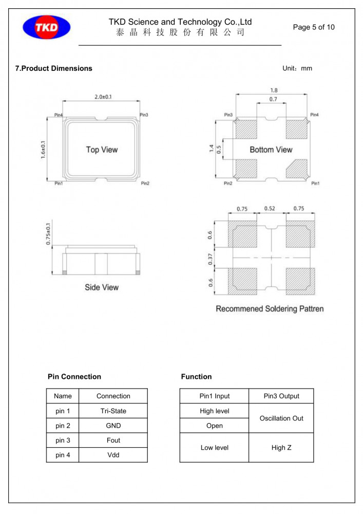 TKD XO20A026000GAHE002 datasheet page 5