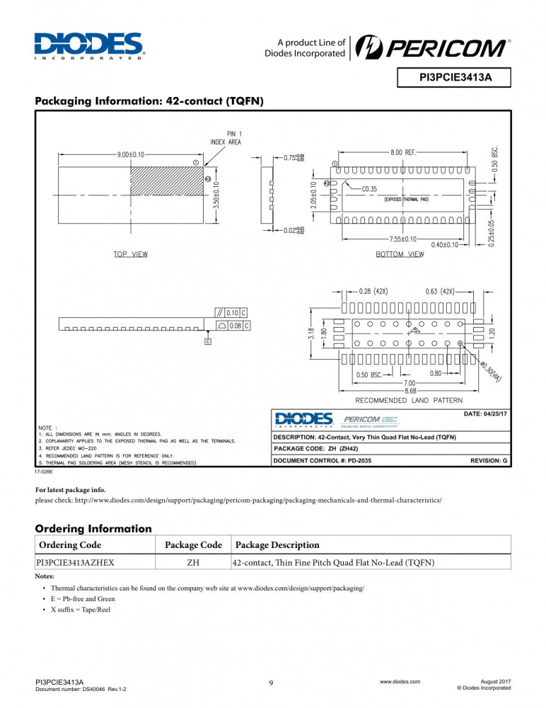 PI3PCIE3413A technical document page 9