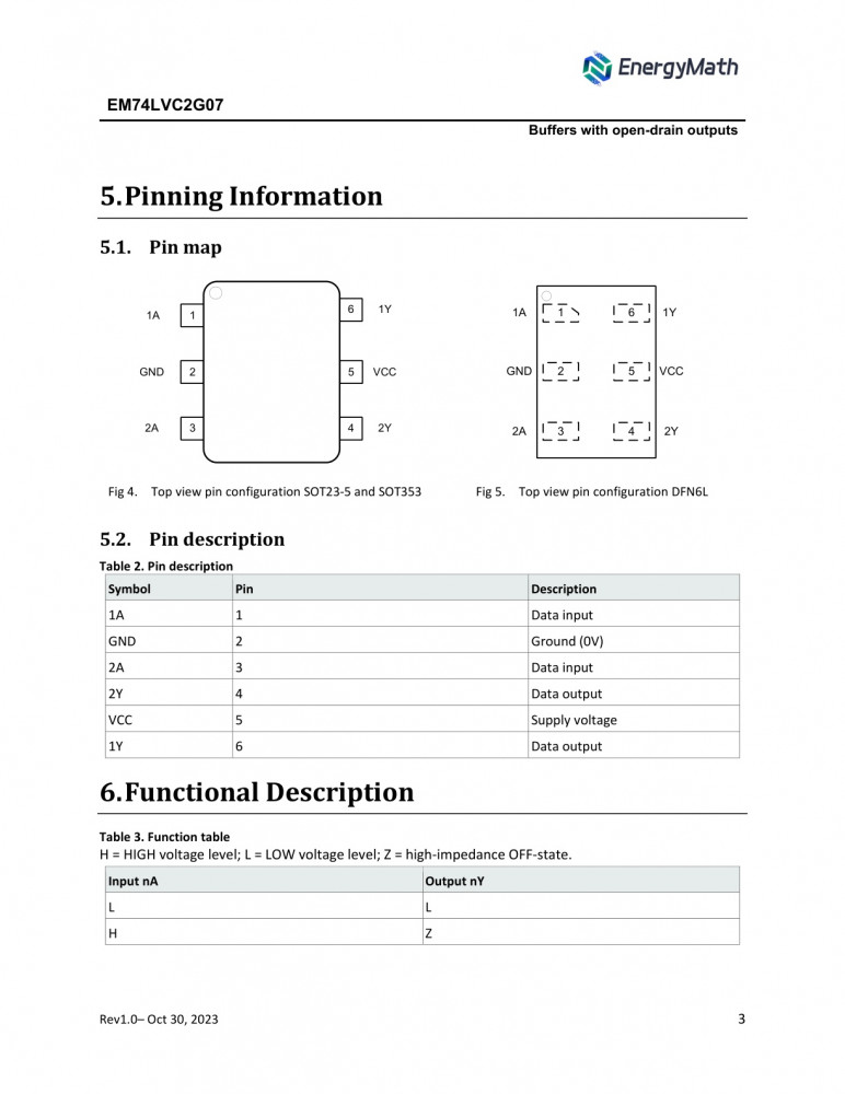 EM74LVC2G07GV datasheet page 3
