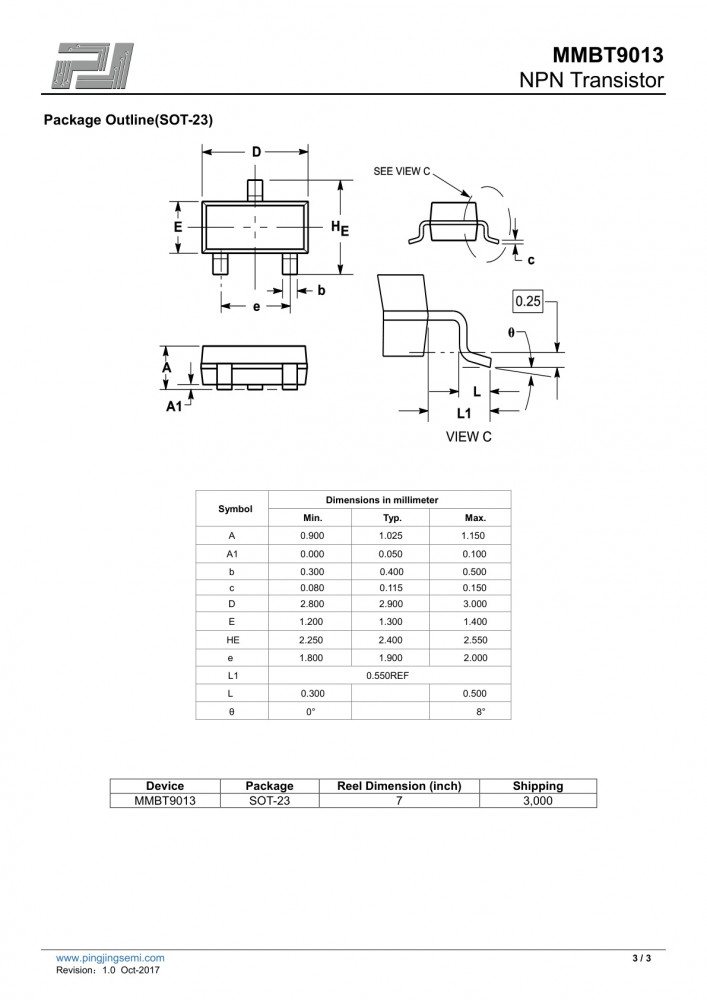 MMBT9013G technical document page 3
