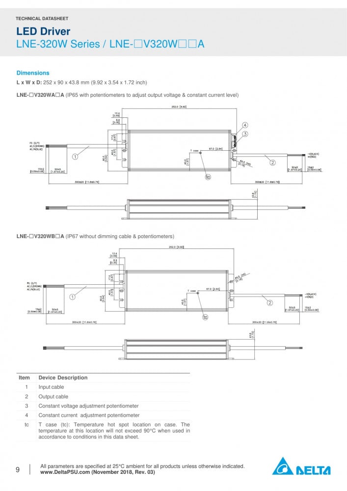 DELTA LNE-320W datasheet page 9