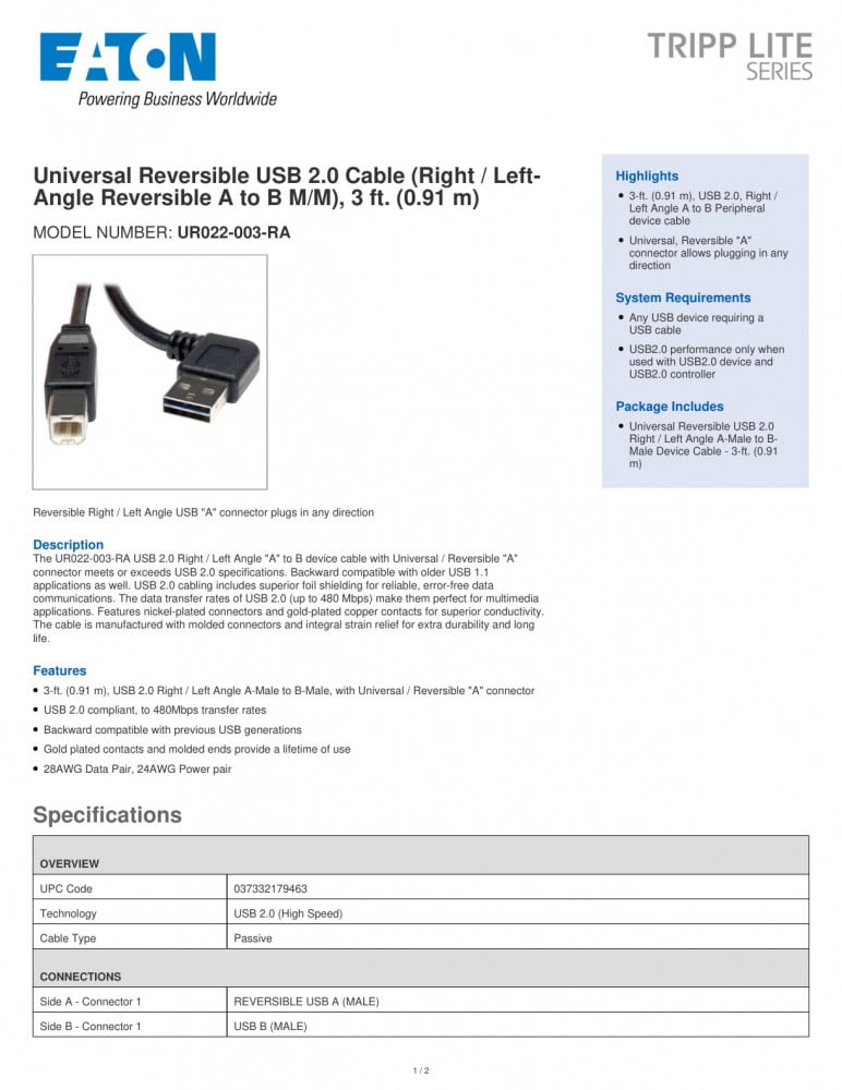 UR022-003-RA technical document page 1