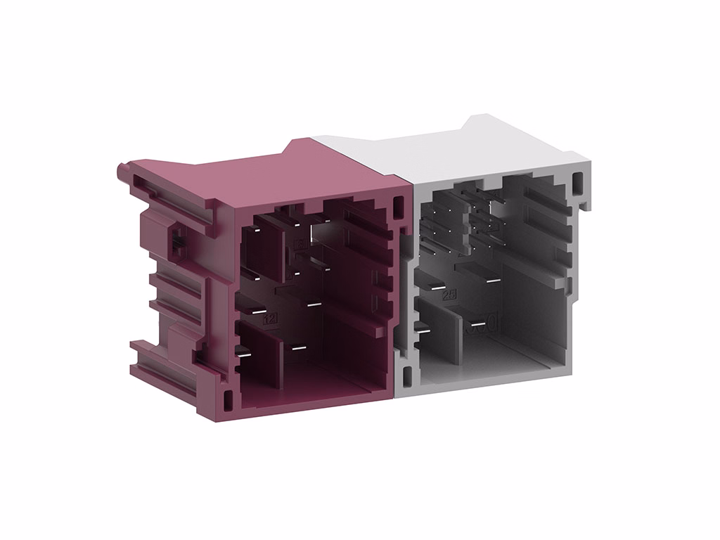 stAK50h 2 Bay Vertical Hybrid Header, 44 Circuits, Bay 1: 32 Circuits/Key 2/Blue; Bay 2: 32 Circuits/Key 4/Purple; Tray