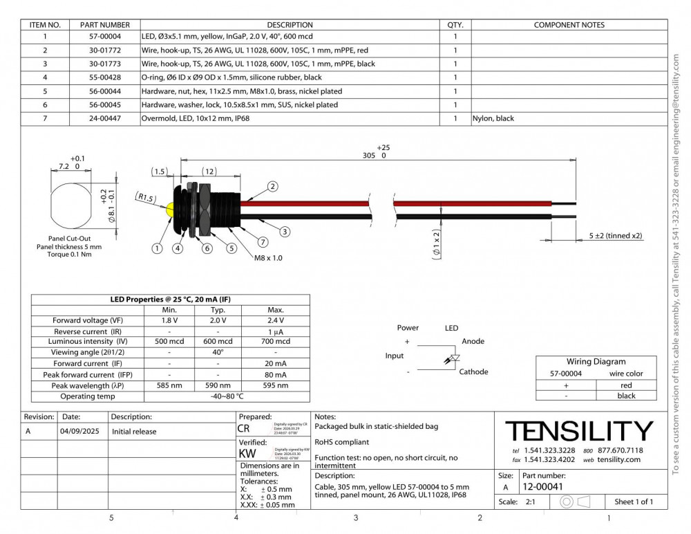 Tensility International 12-00041 product drawing preview