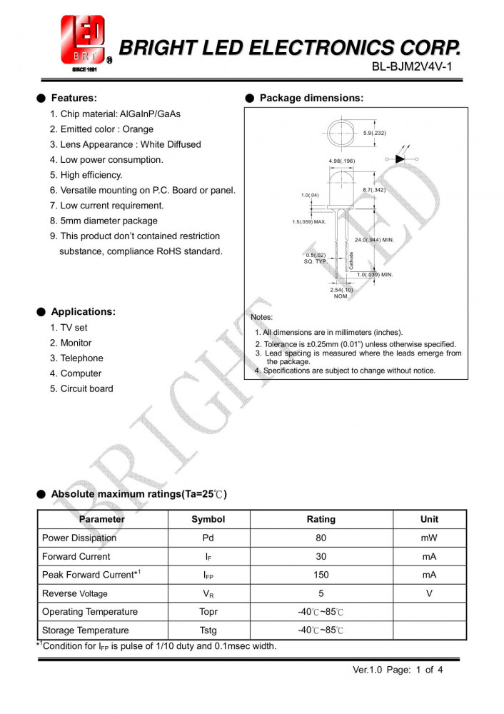 BL-BJM2V4V-1 datasheet page 1
