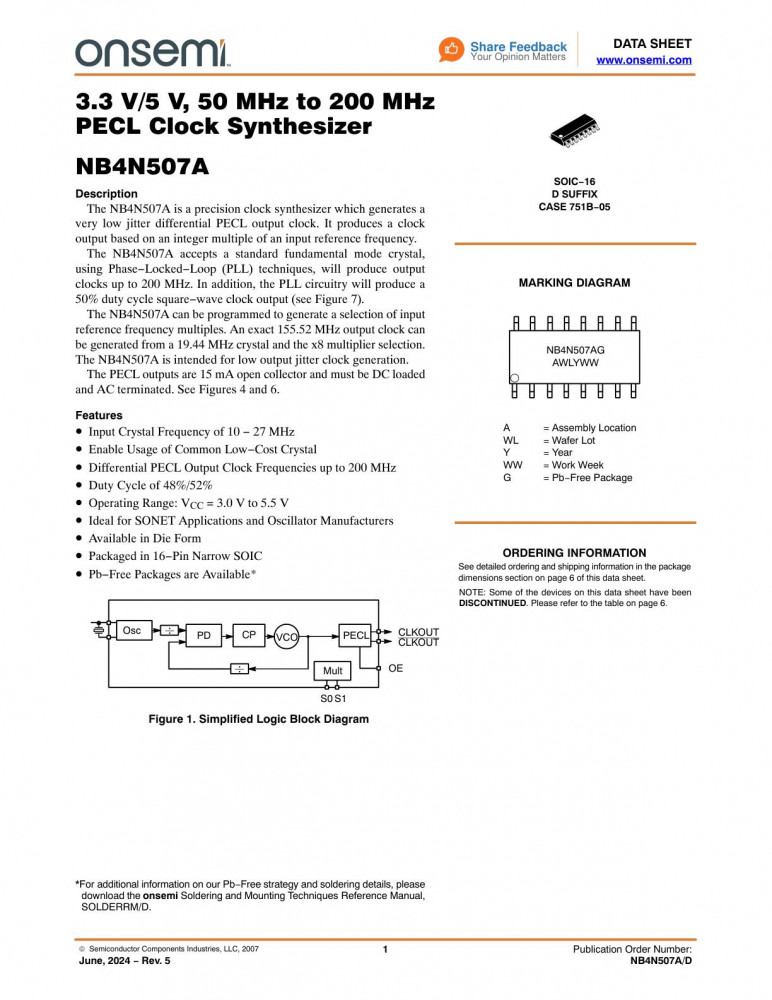 NB4N507A datasheet page 1