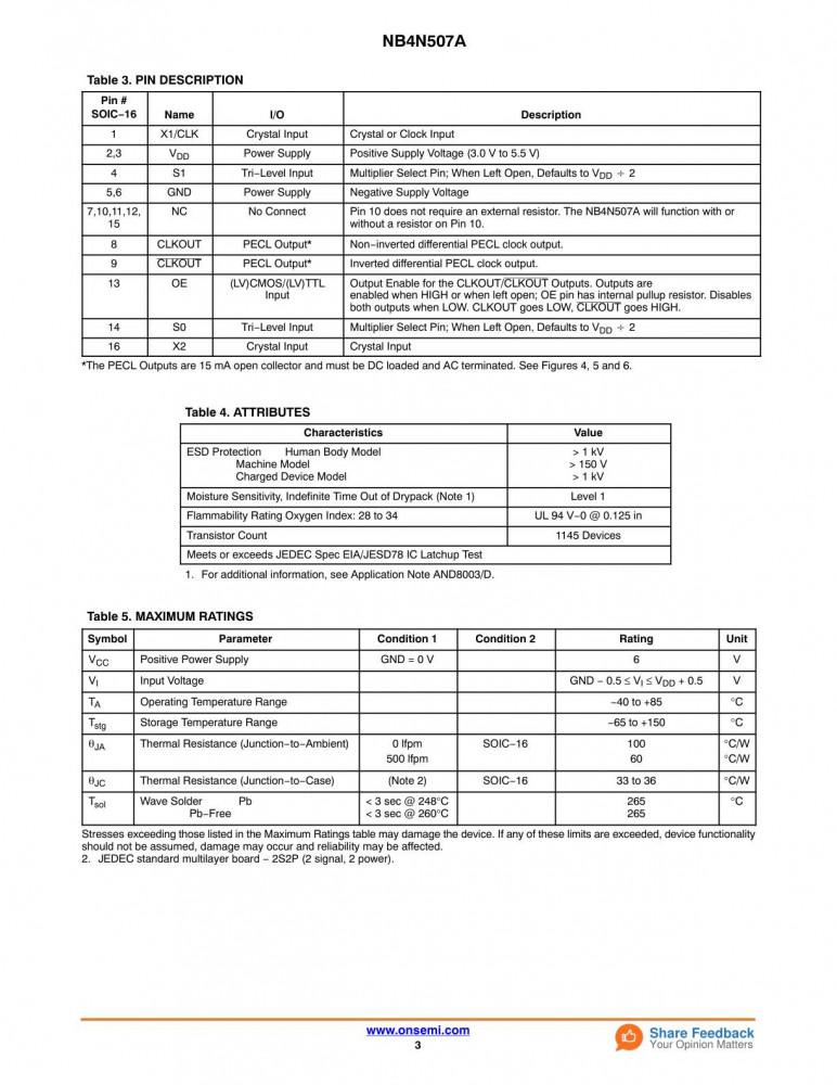 NB4N507A datasheet page 3