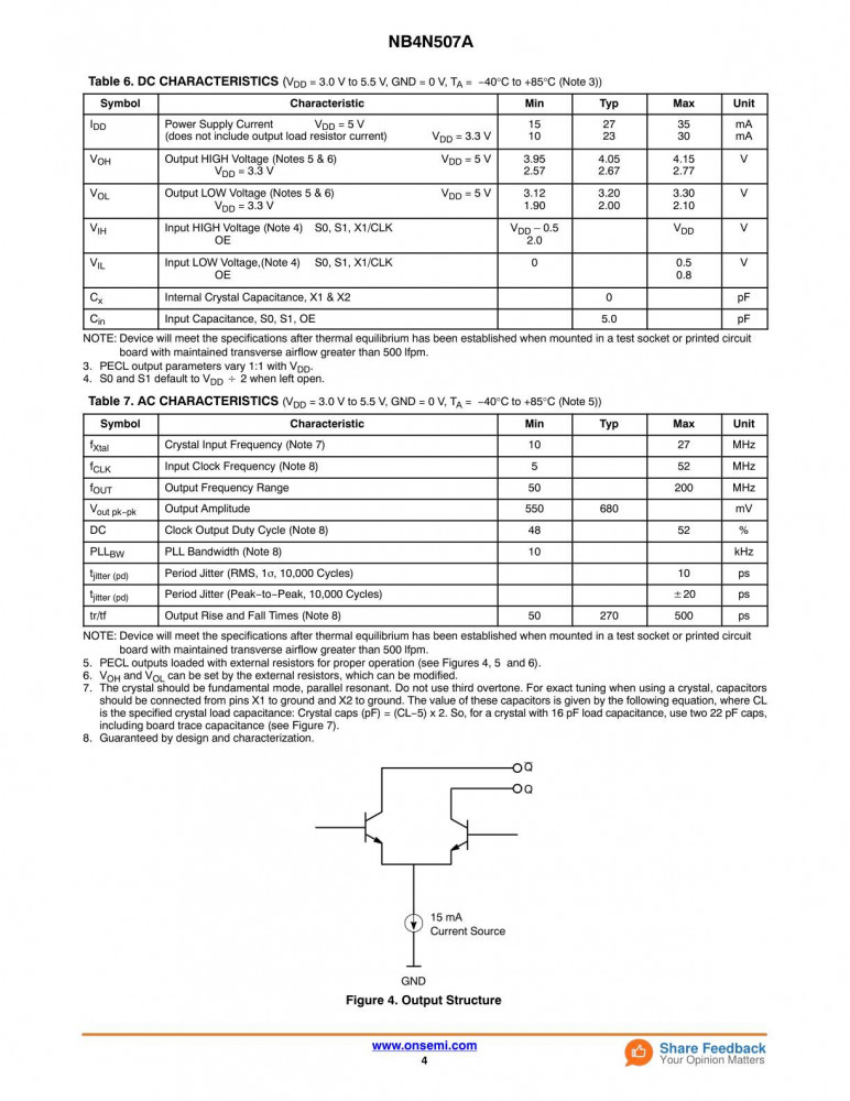 NB4N507A datasheet page 4