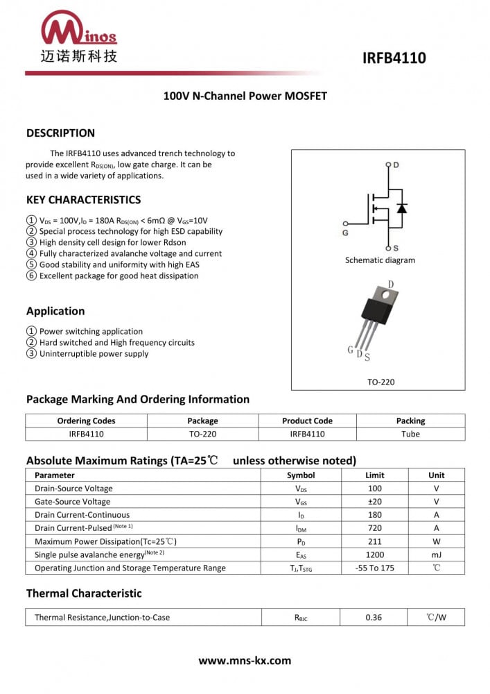 IRFB4110 datasheet page 1
