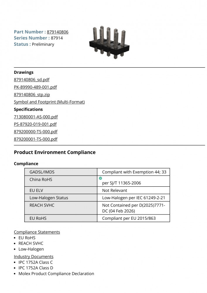 MOLEX 879140806 document image 1