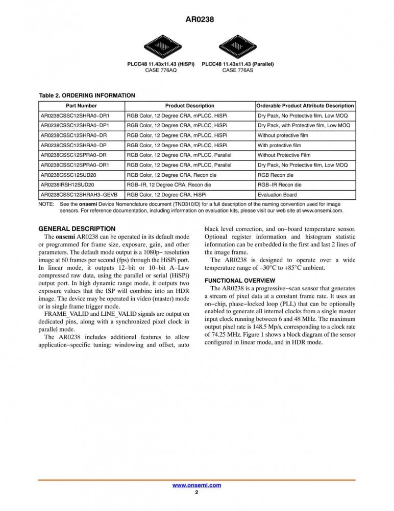 AR0238 technical document page 2