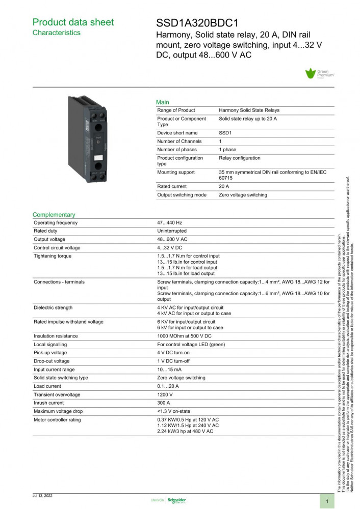 SSD1A320BDC1 technical document page 1
