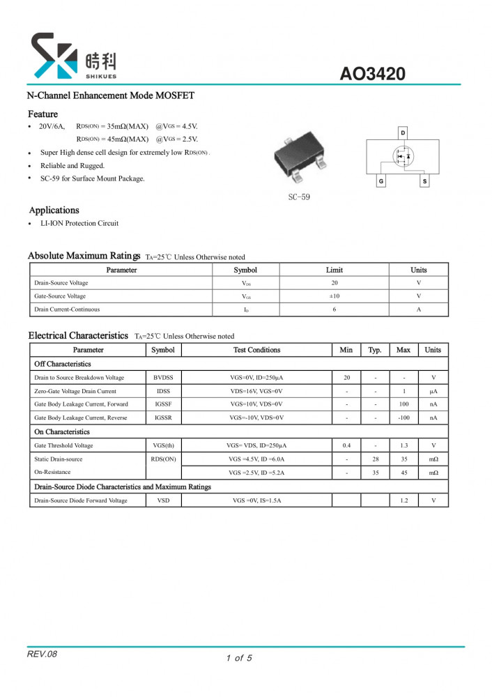 SK3420 datasheet page 1