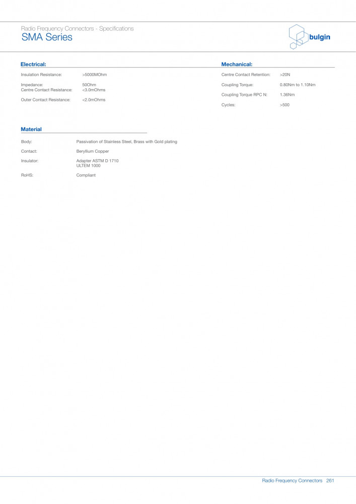 Bulgin SMA documentation page 7