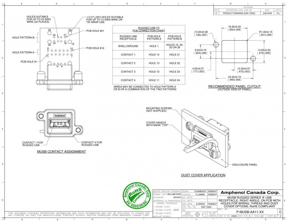 Amphenol MUSBAA1130 technical drawing page 2
