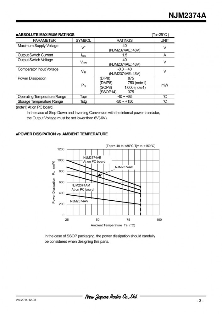 NJM2374AM technical document page 3