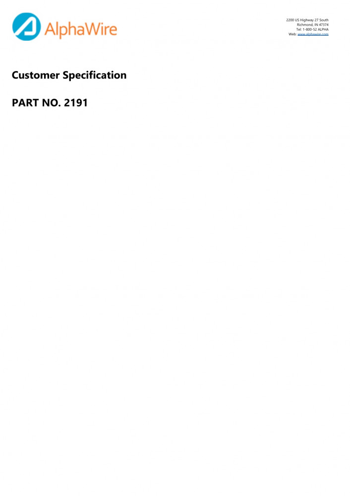 Alpha Wire 2191 technical document, page 1