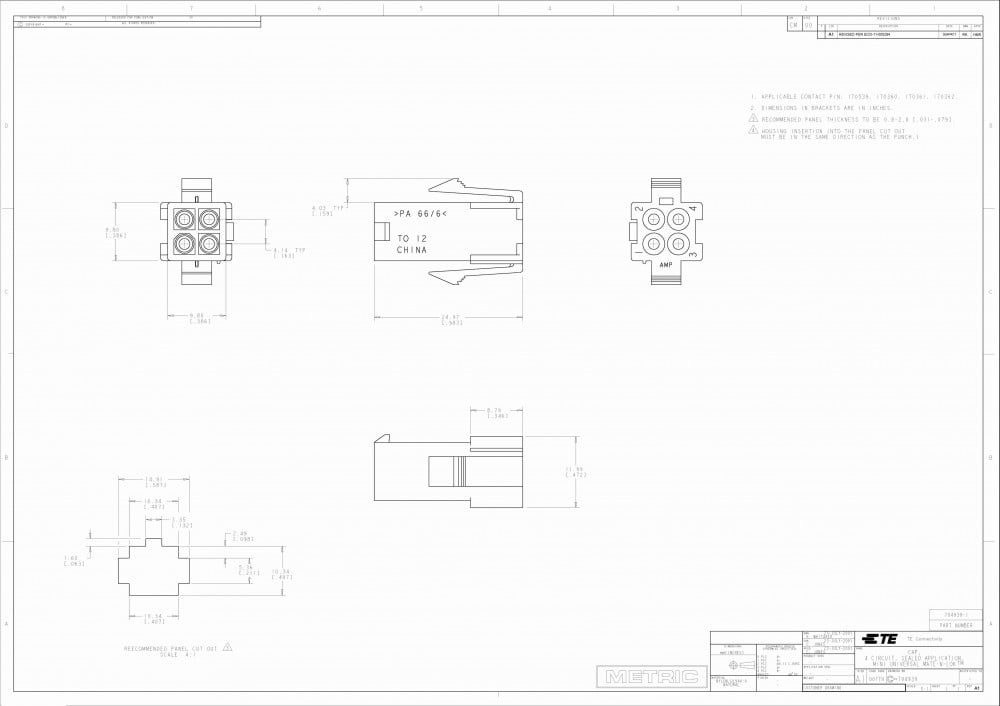 Technical document preview for connector product reference
