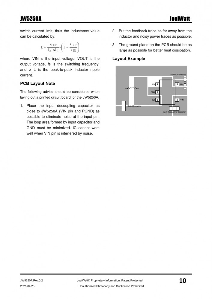 JW5250A datasheet page 10