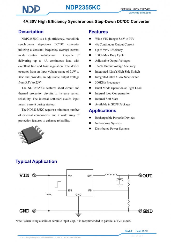 NDP2355KC datasheet page 1