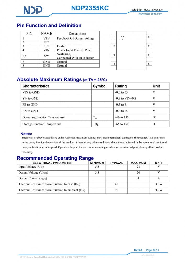 NDP2355KC datasheet page 3