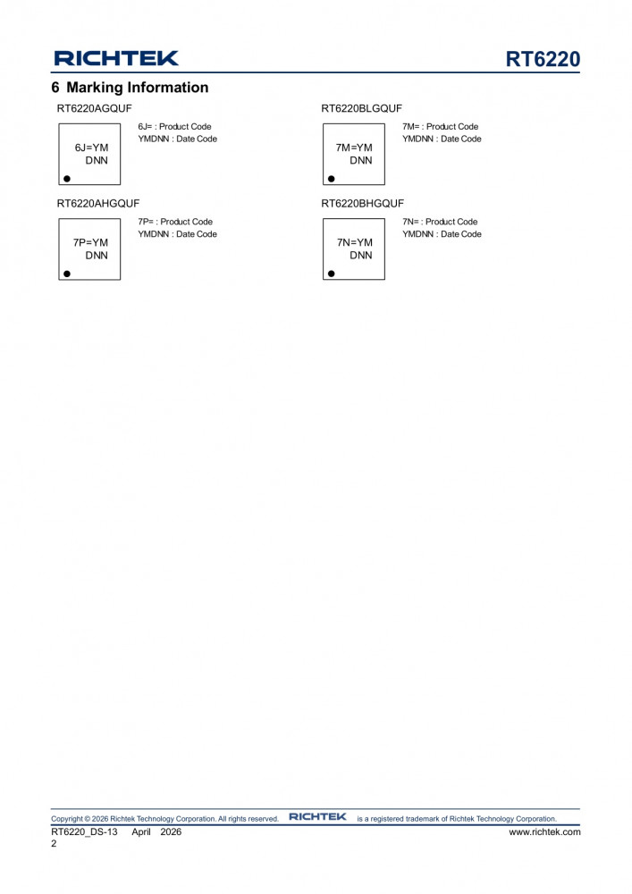 RT6220 datasheet page 2