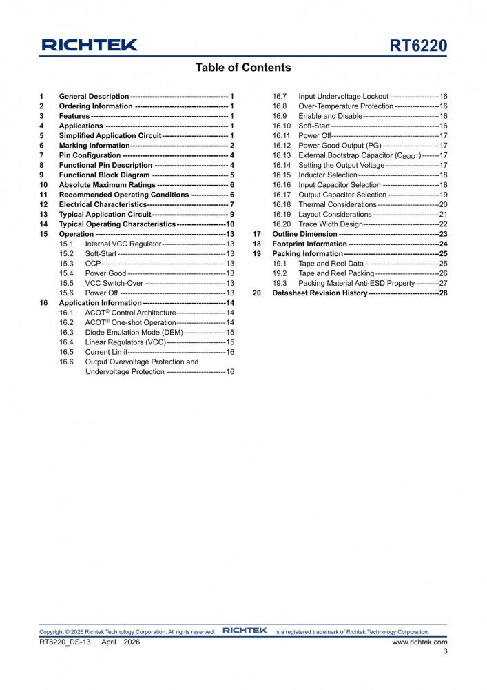 RT6220 datasheet page 3