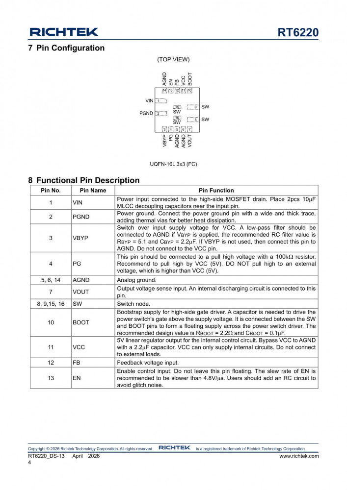 RT6220 datasheet page 4