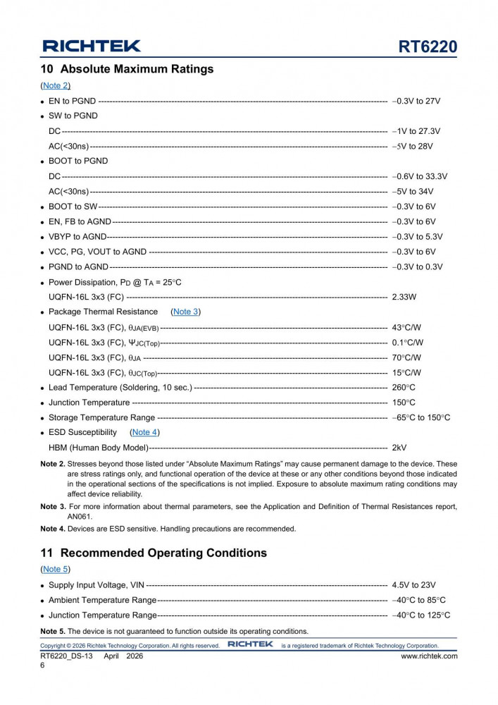 RT6220 datasheet page 6