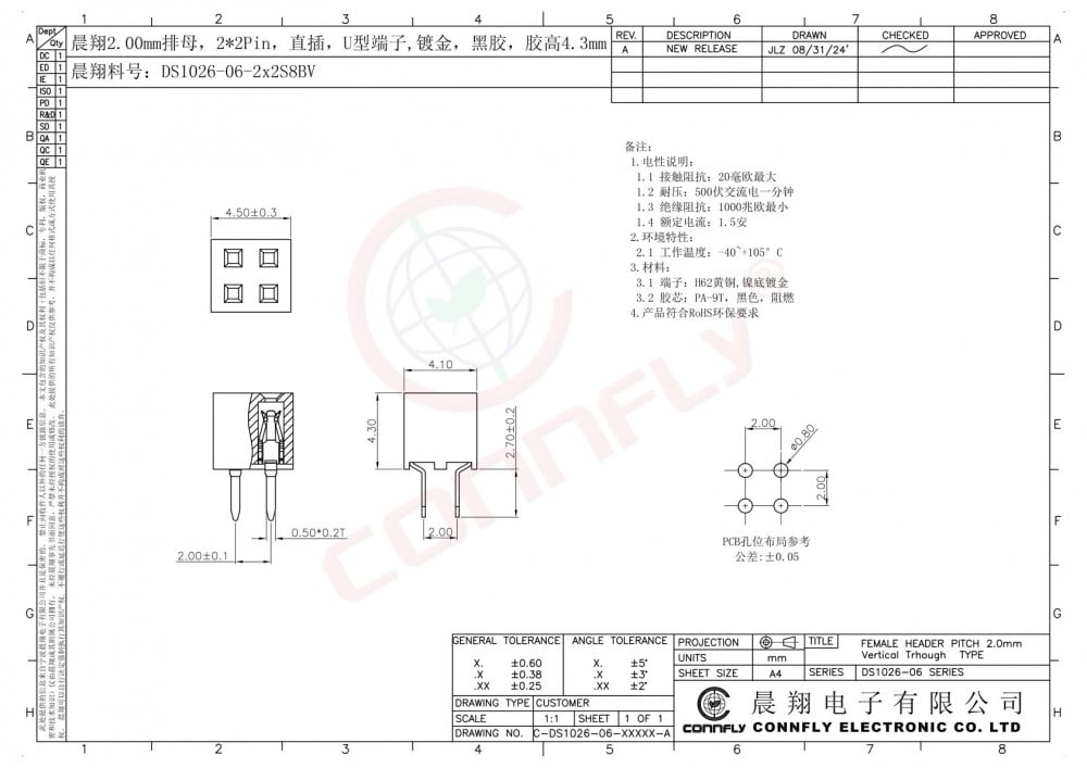 DS1026-06-2x2S8BV technical drawing preview